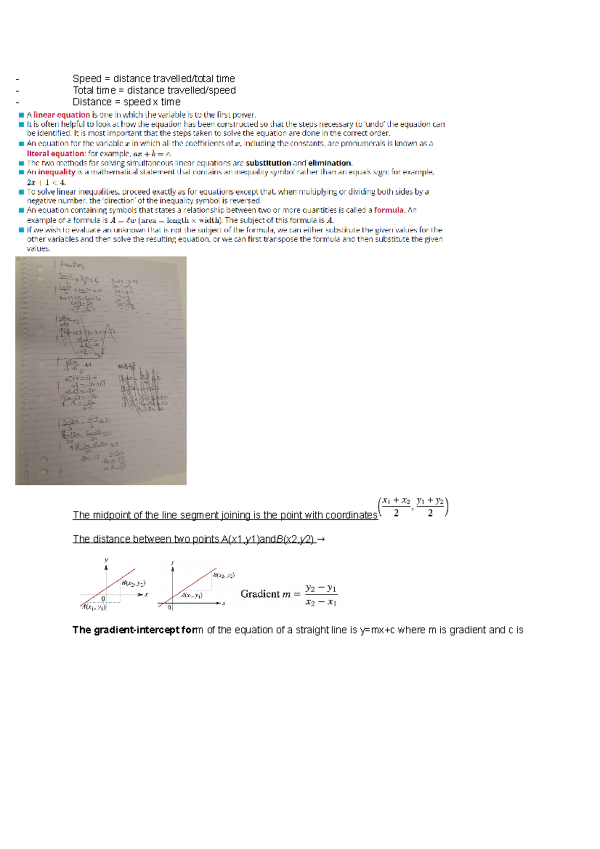 Maths sheet - Speed = distance travelled/total time Total time ...