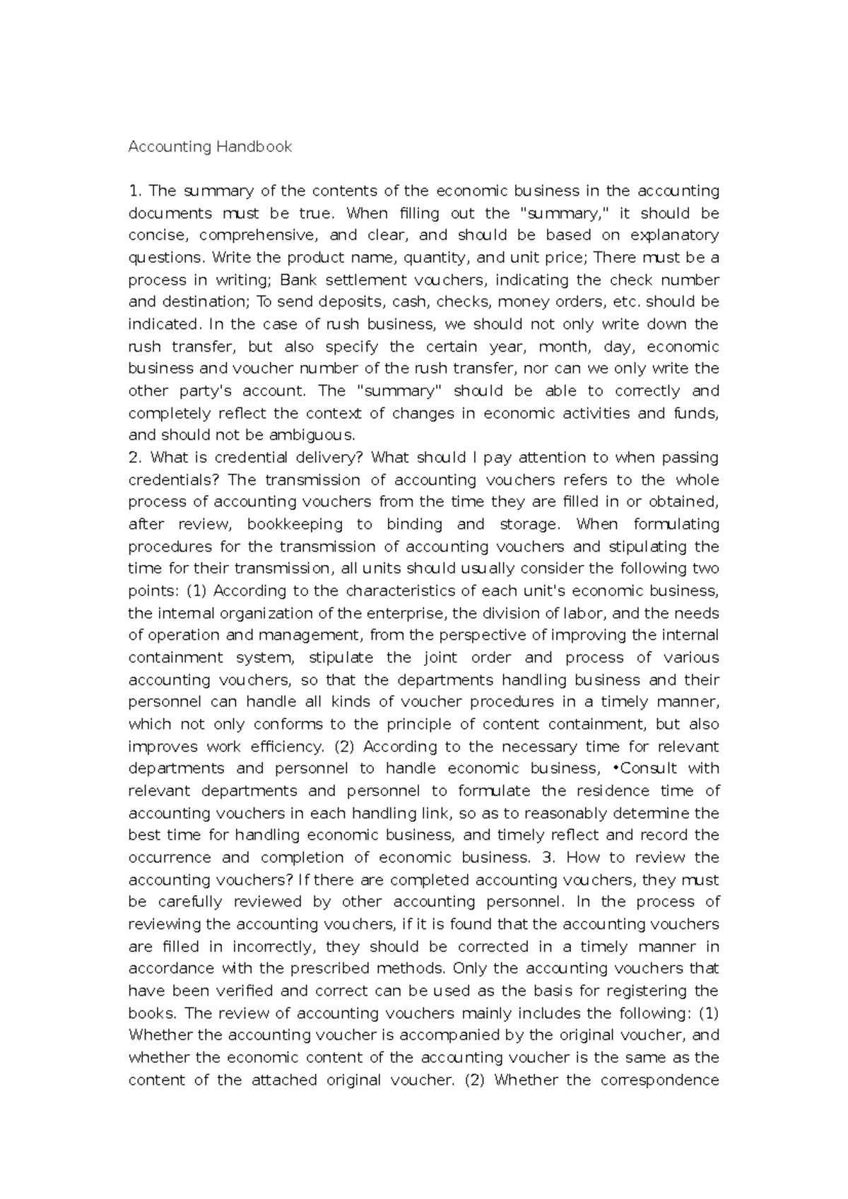 Accounting Handbook - Accounting Handbook The summary of the contents ...