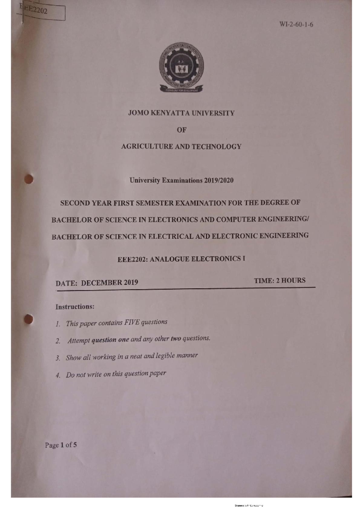 Analogue Electronics 1 - Bsc. Electrical and Electronic engineering - Studocu