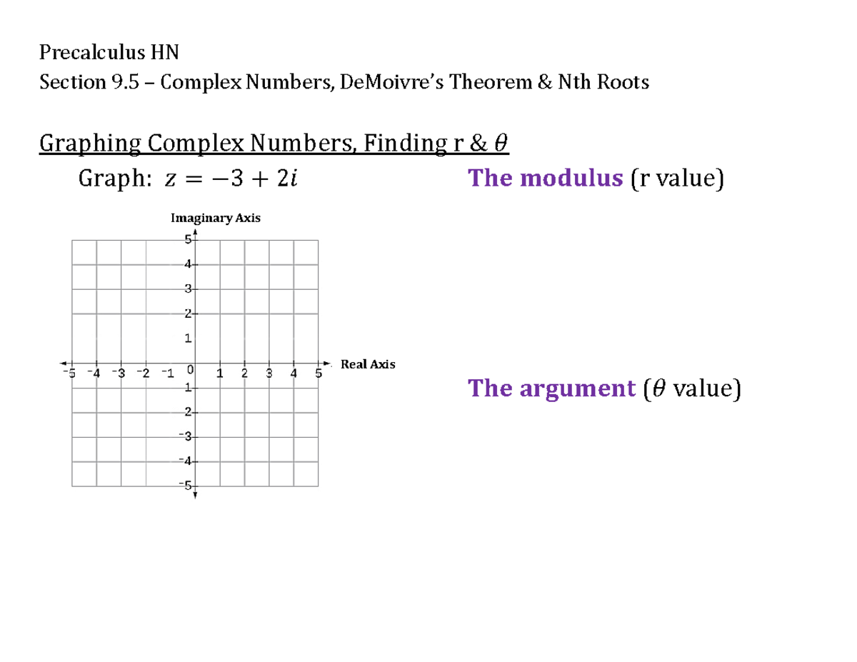 Section+9 - In Class Work - Precalculus HN Section 9 – Complex Numbers ...