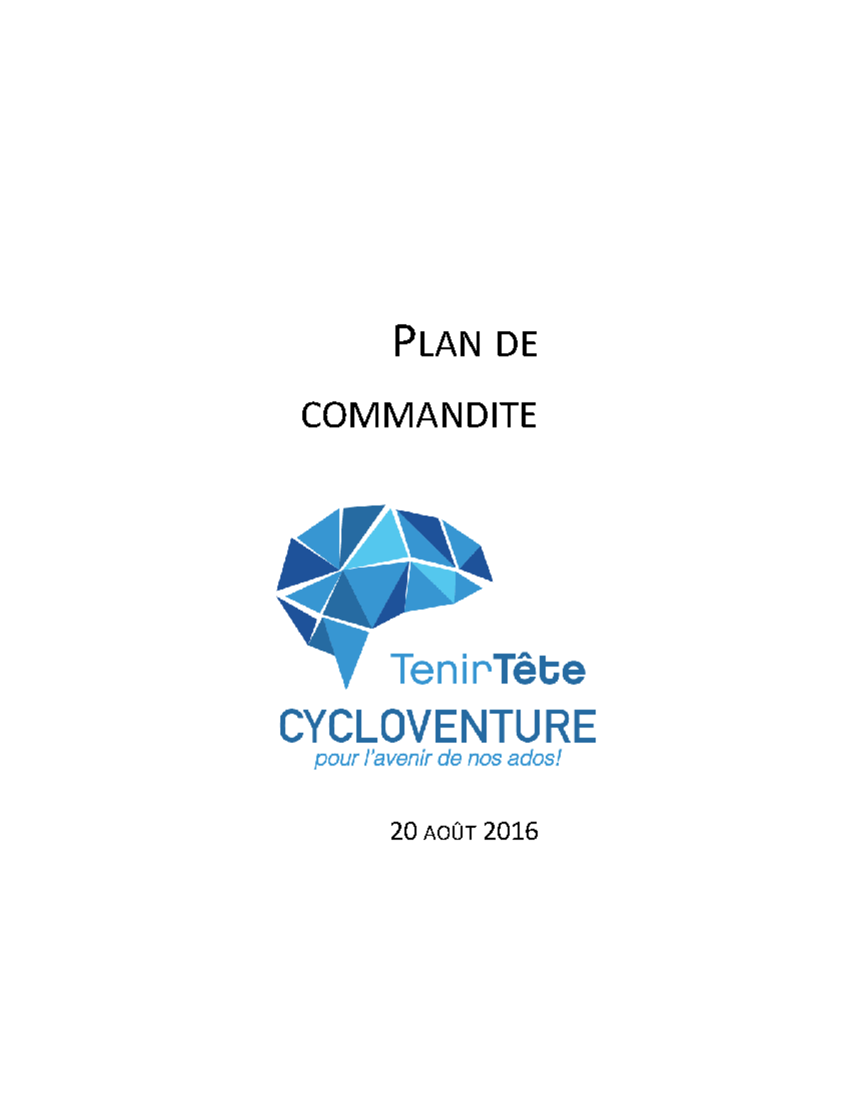 TS Commandite exemple - PLAN DE COMMANDITE 20 AOÛT 2016 CYCLOVENTURE ...