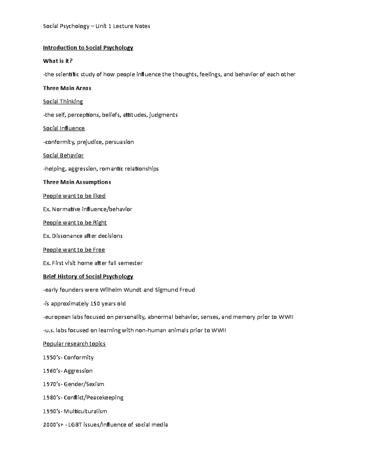 Introduction to Social Psychology Part 1 - Social Psychology – Unit 1 ...