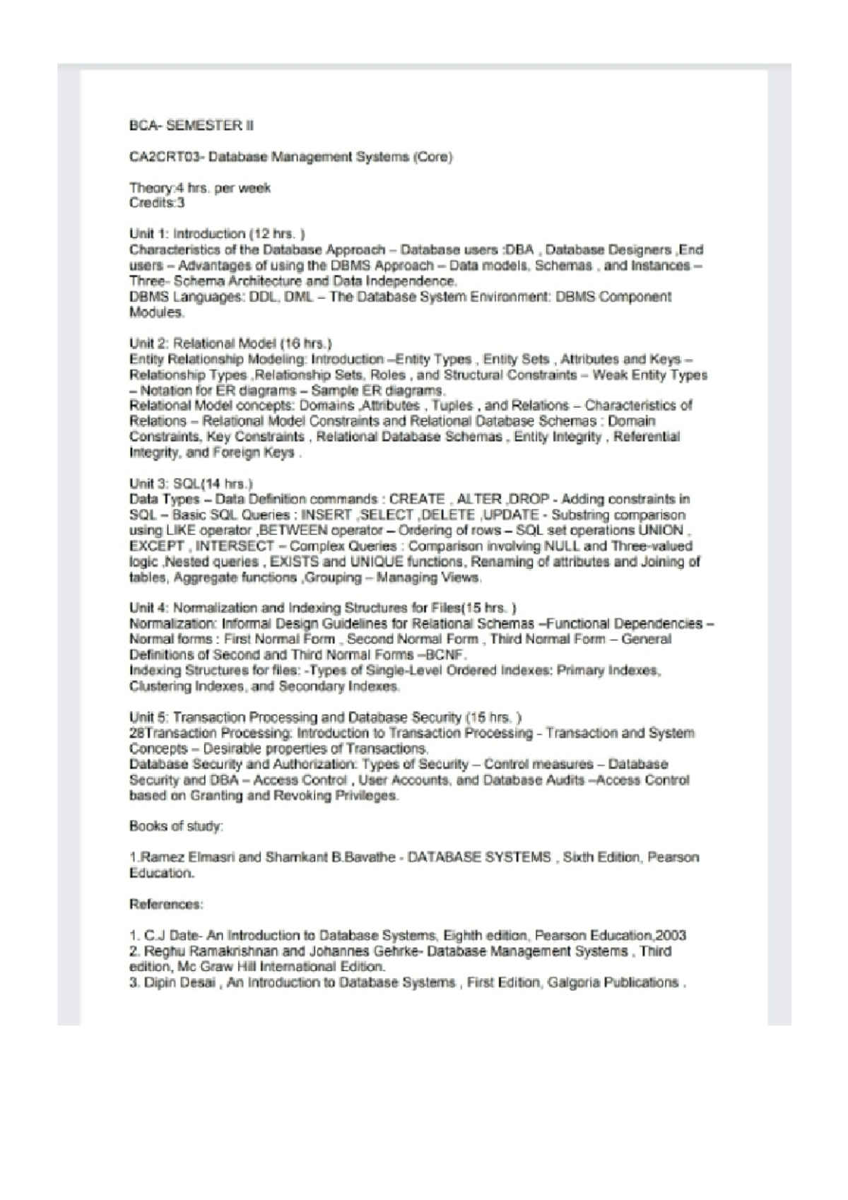 Dbms mod 5 & syllabus - UNIT V Transaction Processing and Database ...