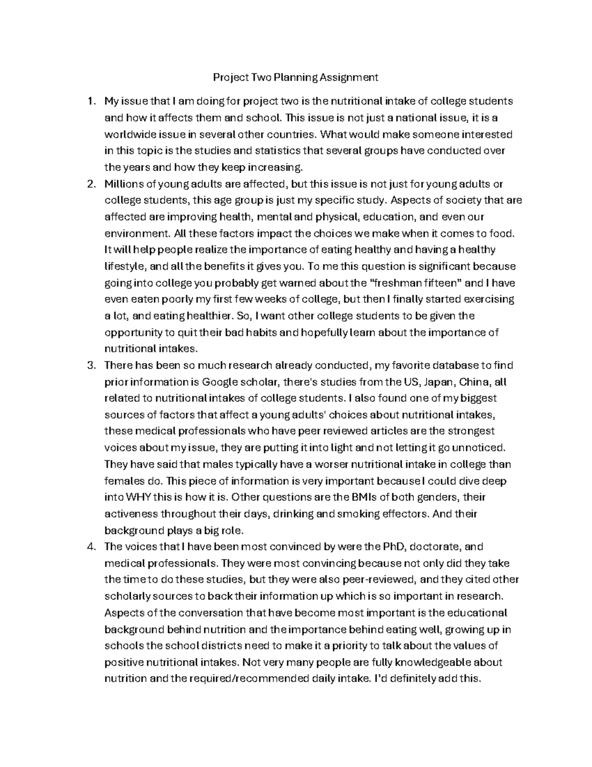 Planning assignment - Project Two Planning Assignment My issue that I ...