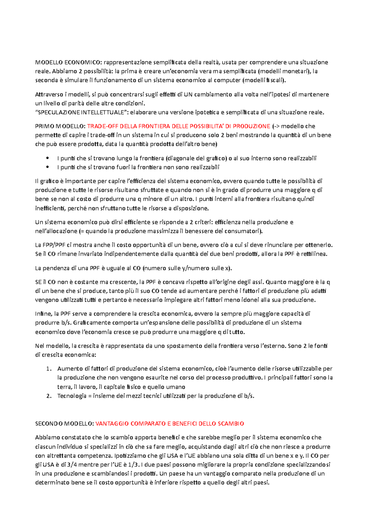 i modelli economici e i grafici in economia - MODELLO ECONOMICO ...