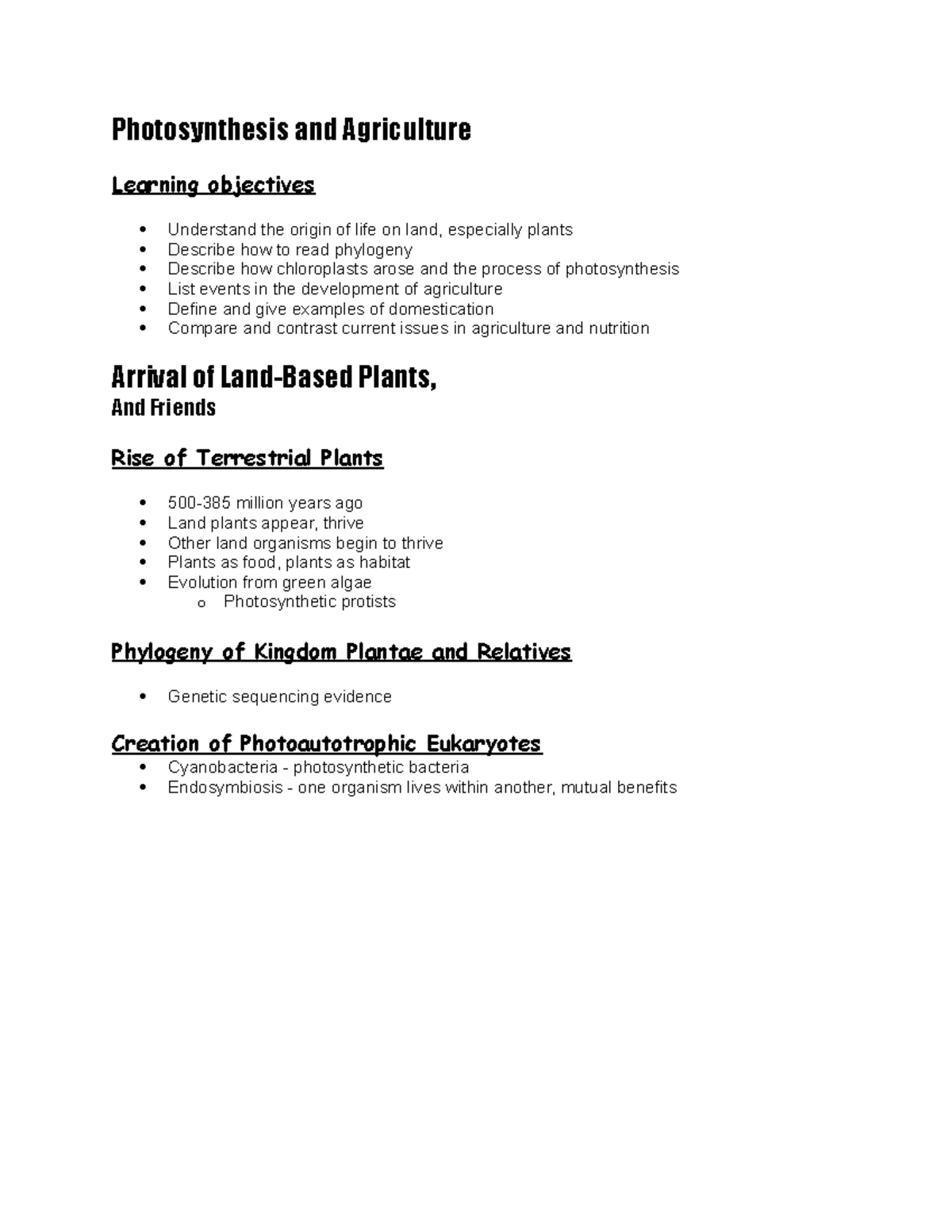 BIO1050- Photosynthesis AND Agriculture - Photosynthesis and ...