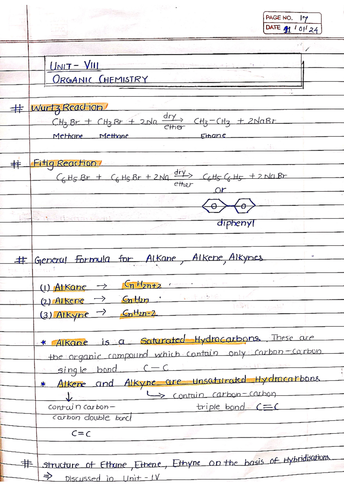 Class 10+1 Science( Chemistry) Unit 8 Organic compound Notes ...