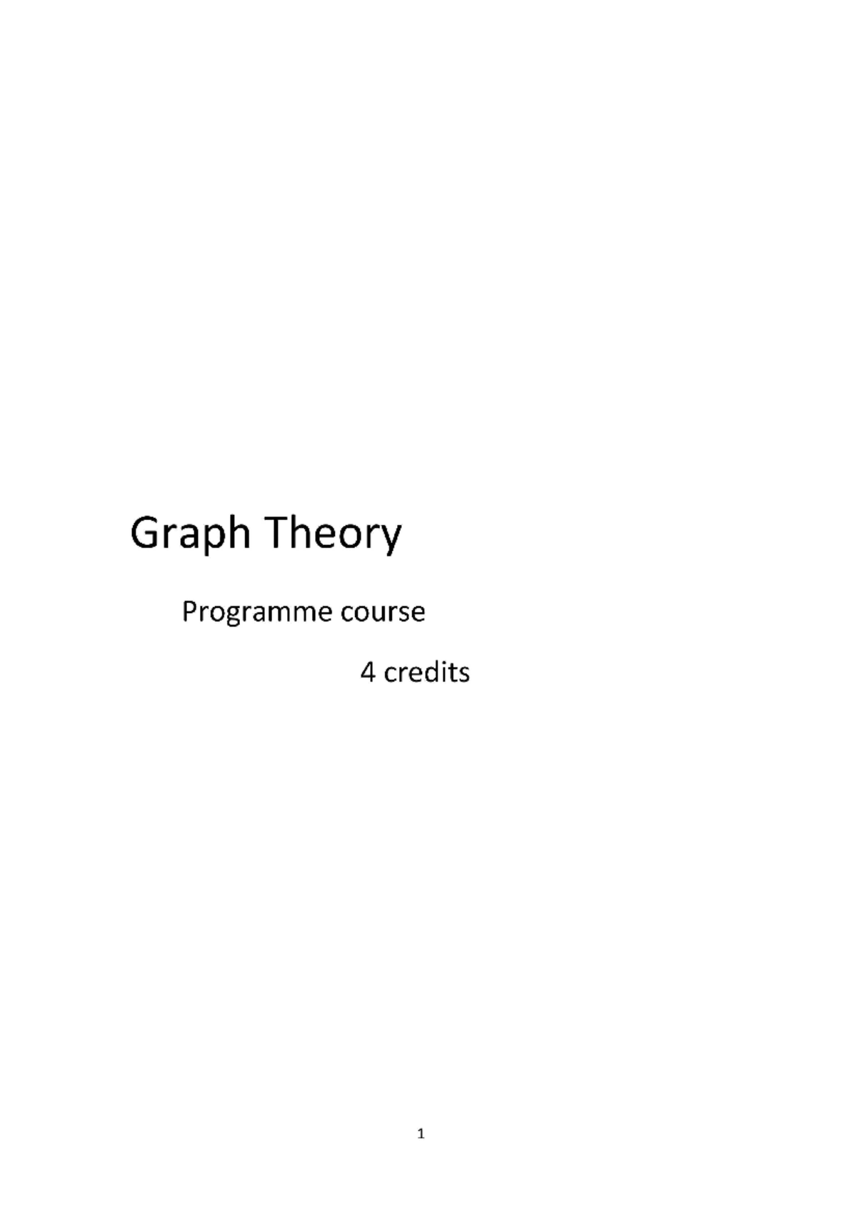 Graph Theory Notes - Graph Theory Programme course 4 credits 1 Graph ...