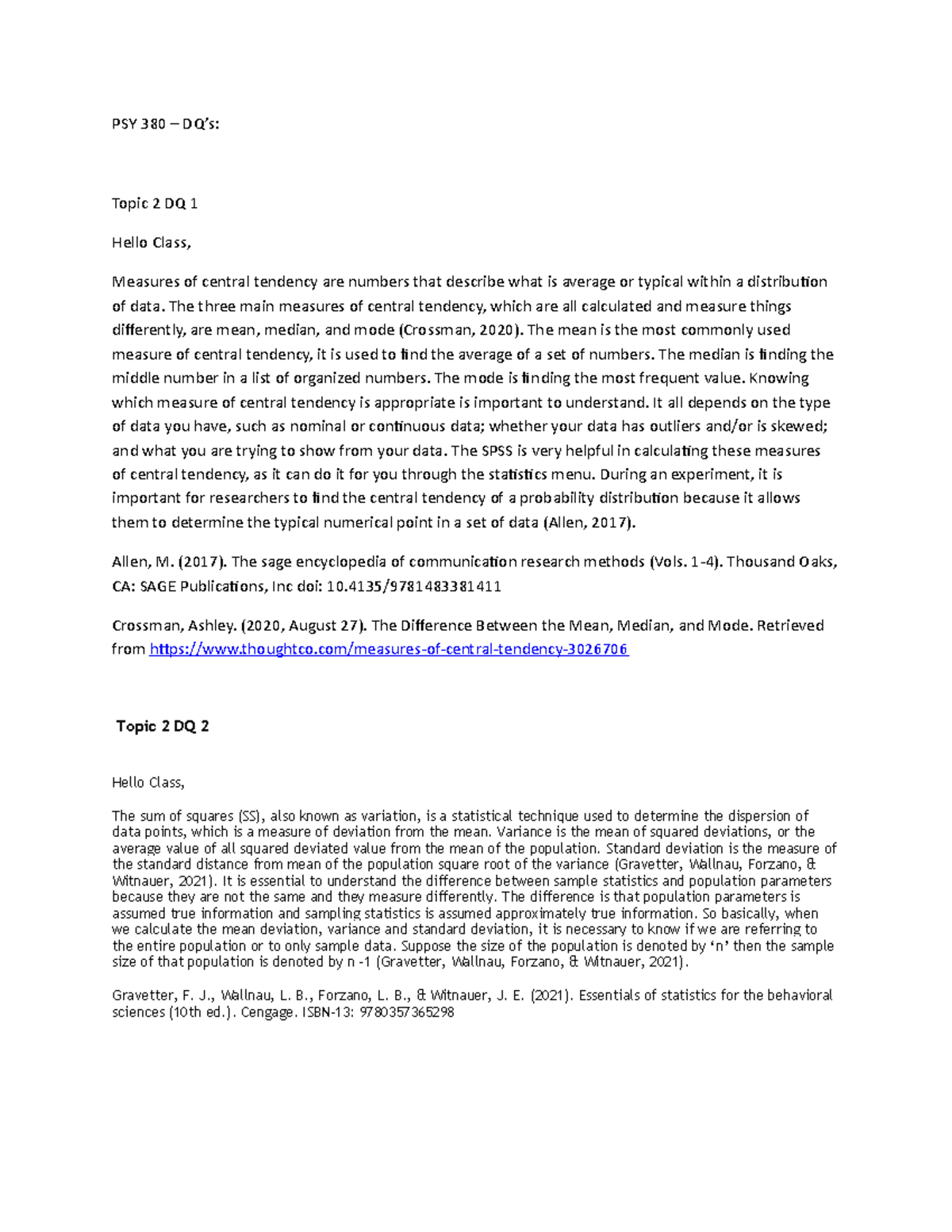 PSY 380-DQs - DQs - PSY-380 - GCU - Studocu