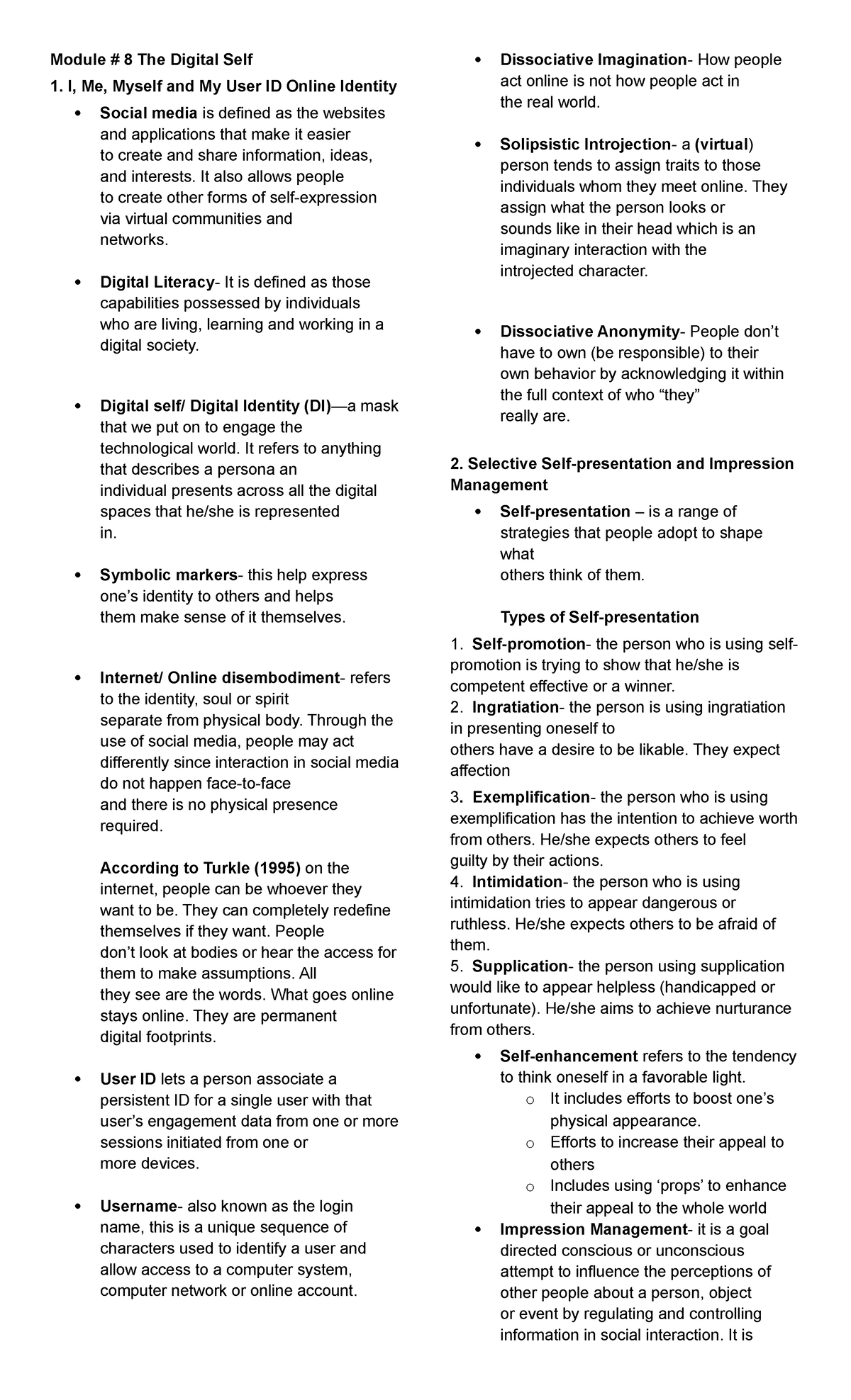 UTS Module-8-9(Finals) - Module # 8 The Digital Self I, Me, Myself and ...