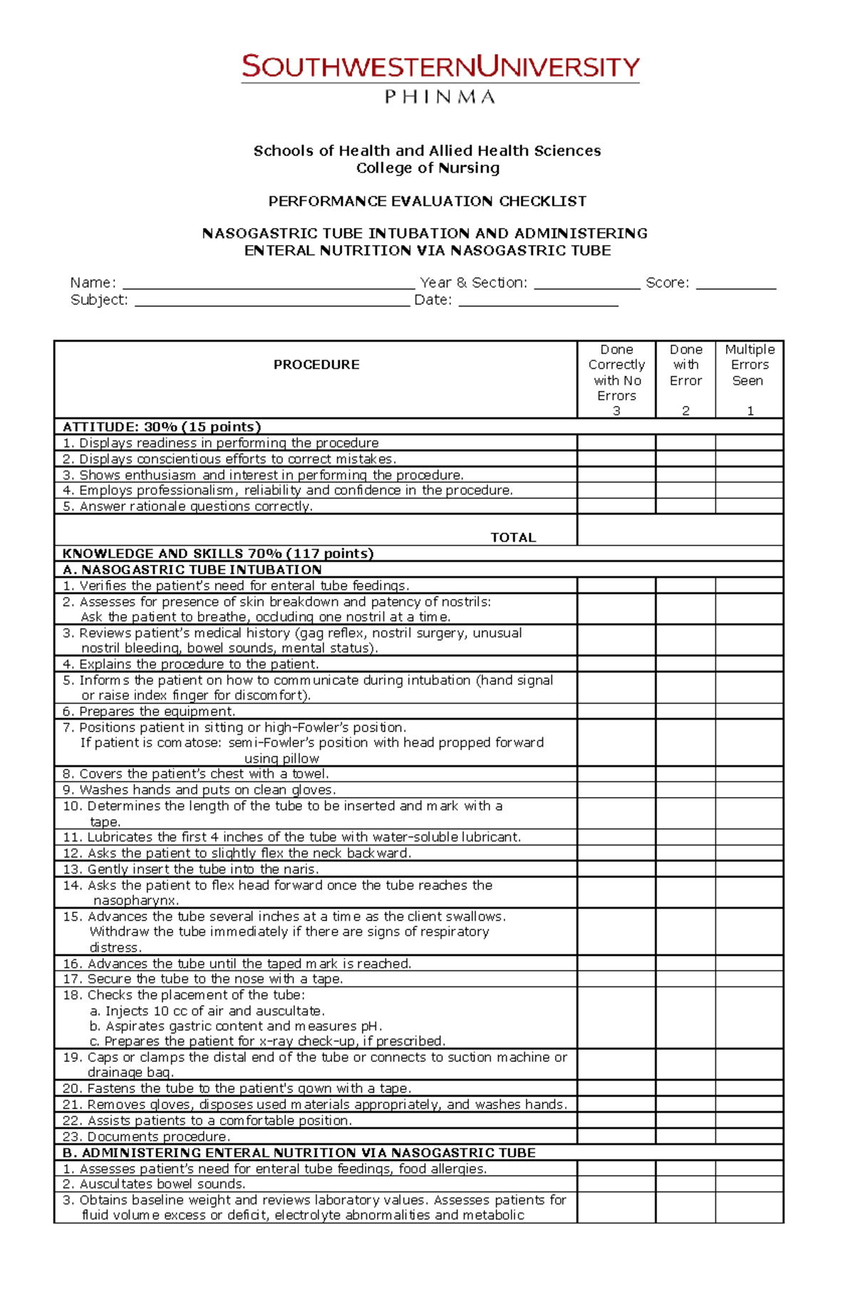 NGT Insertion AND Feeding updated - Schools of Health and Allied Health ...