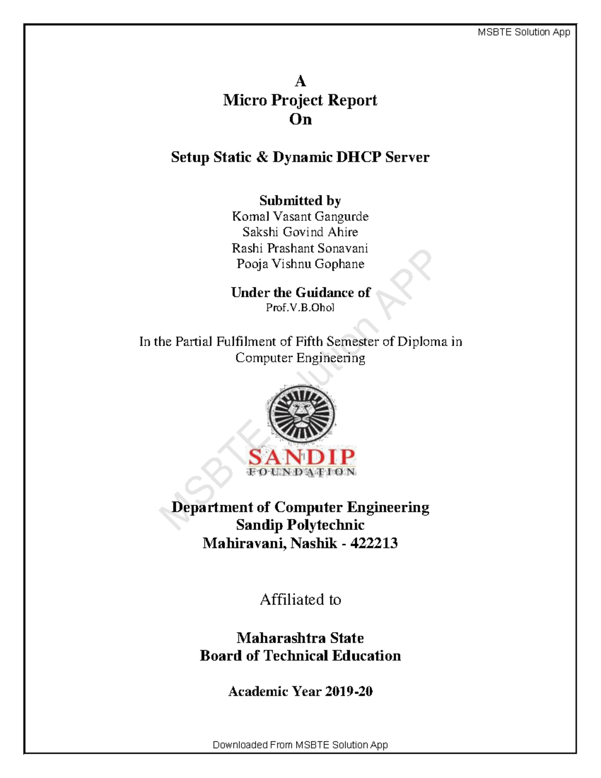 ACN - Ok ACN practical - A Micro Project Report On Setup Static & Dynamic DHCP Server Submitted ...