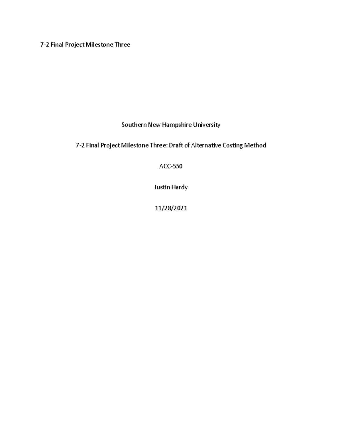 7 2 Final Project Milestone Three Draft Of Alternative Costing Method 7 2 Final Project