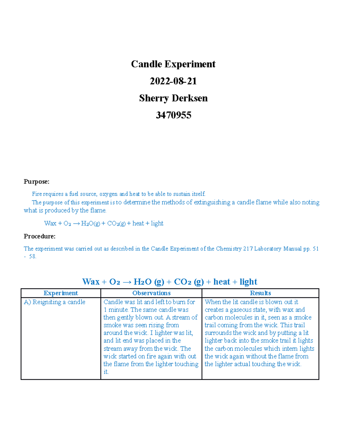 Candle Experiment - Lab - Candle Experiment 2022-08- Sherry Derksen ...
