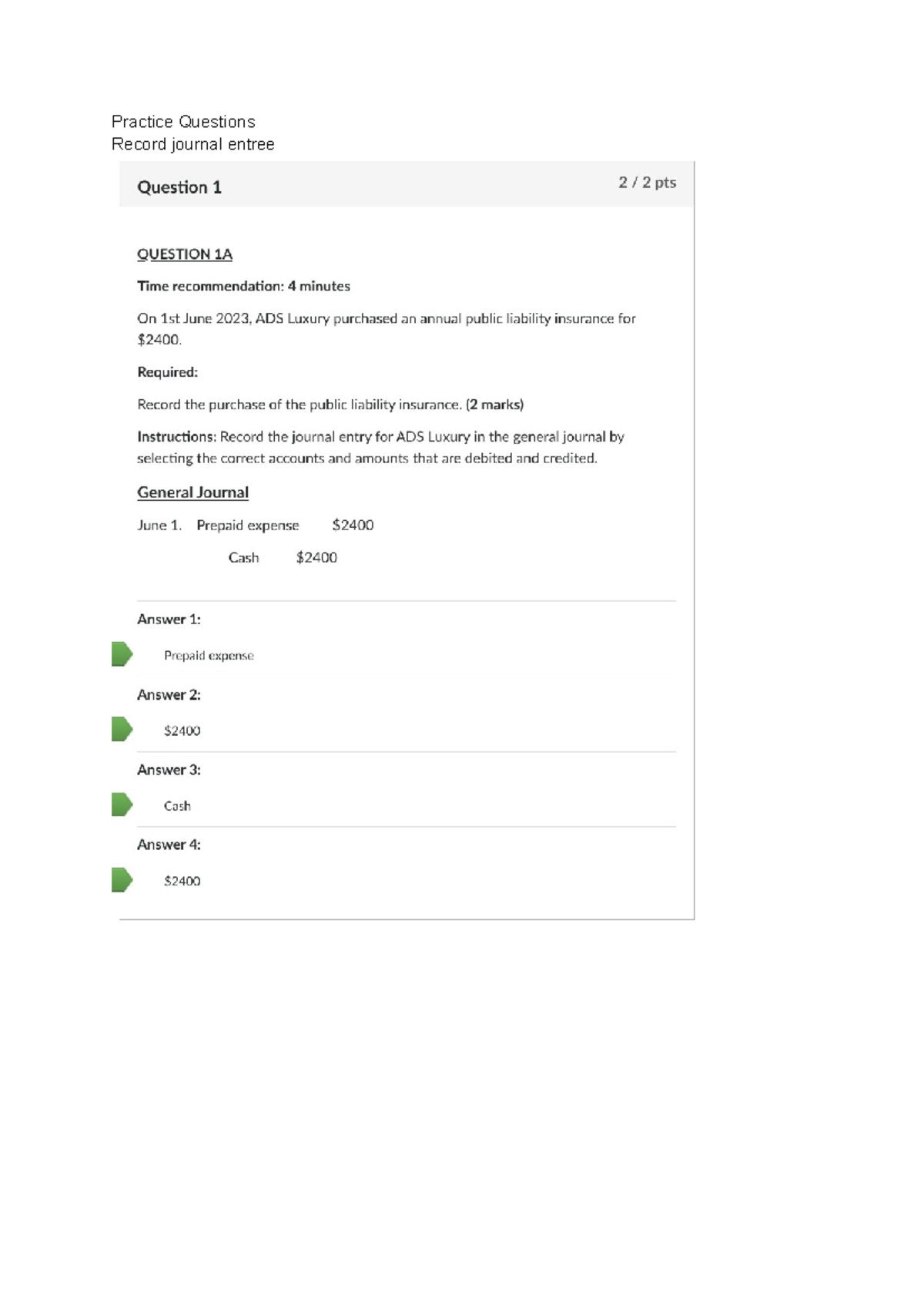 Practice Questions - 026134 - Practice Questions Record journal entree ...