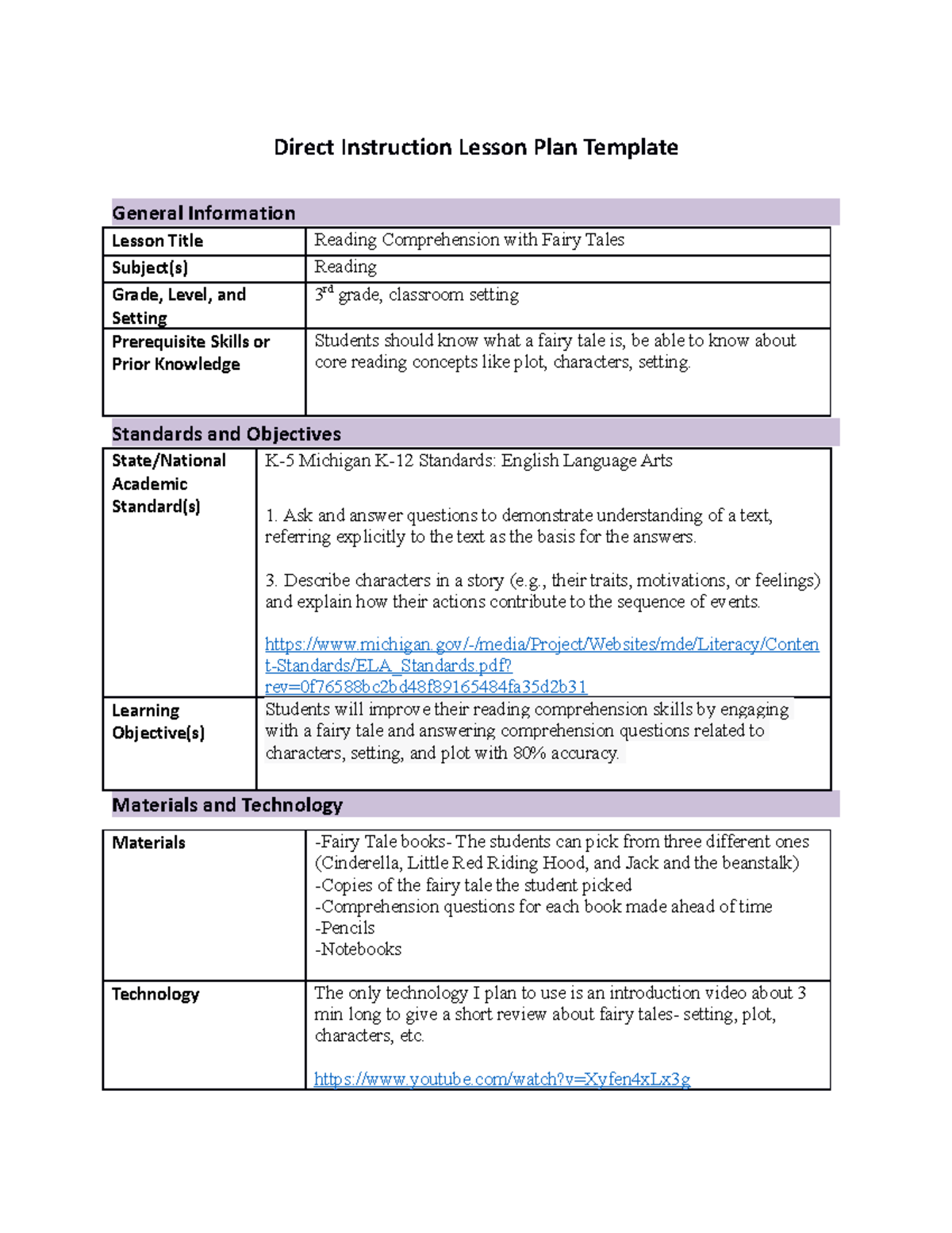 Lesson Plan-Task 1-C909 - Direct Instruction Lesson Plan Template General Information Lesson ...