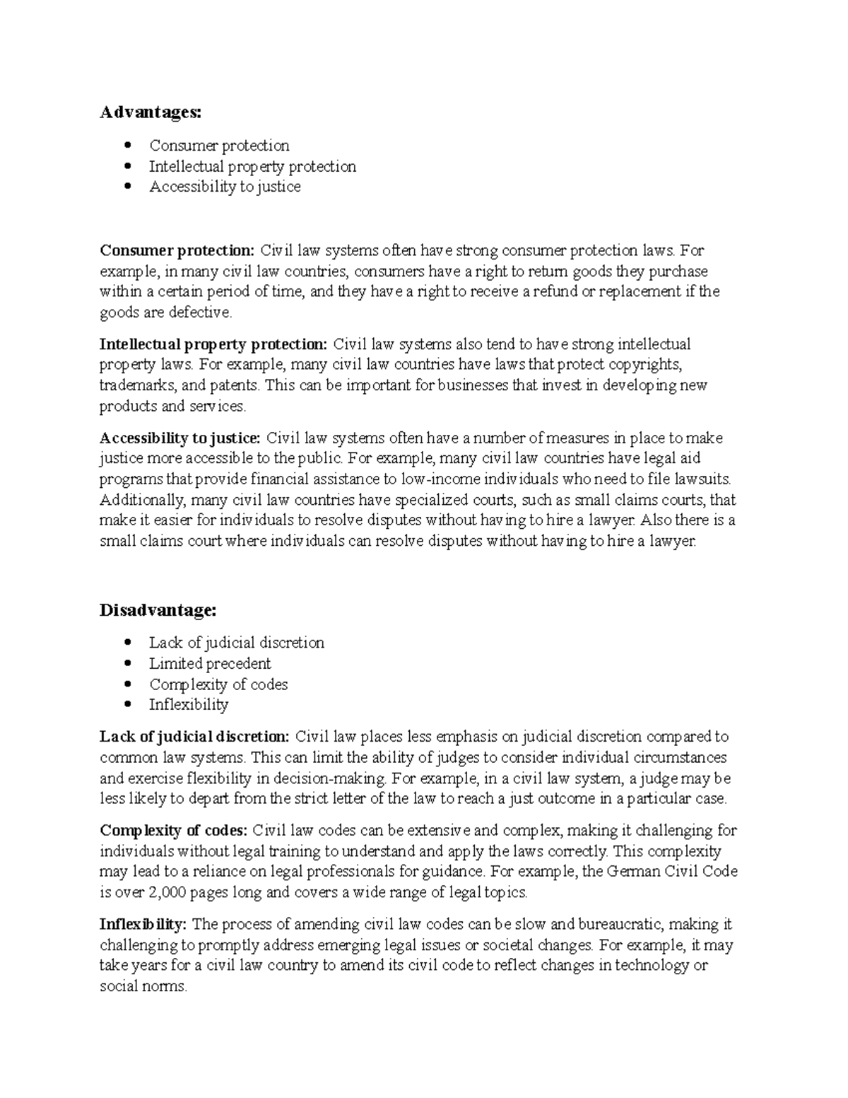 Advan-disadvan - Advan-disadvan - Advantages: Consumer protection ...