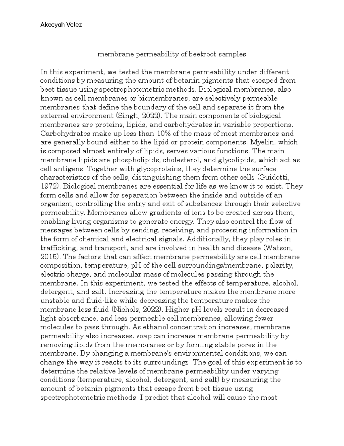 Lab 3 - zxcvbnm, - membrane permeability of beetroot samples In this ...