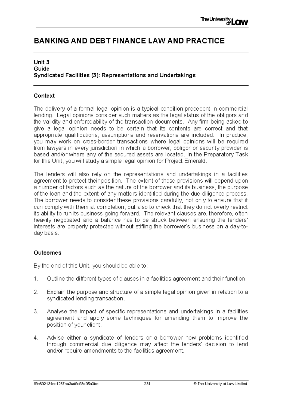 2324 dfin ws03 ce01 guide - BANKING AND DEBT FINANCE LAW AND PRACTICE ...