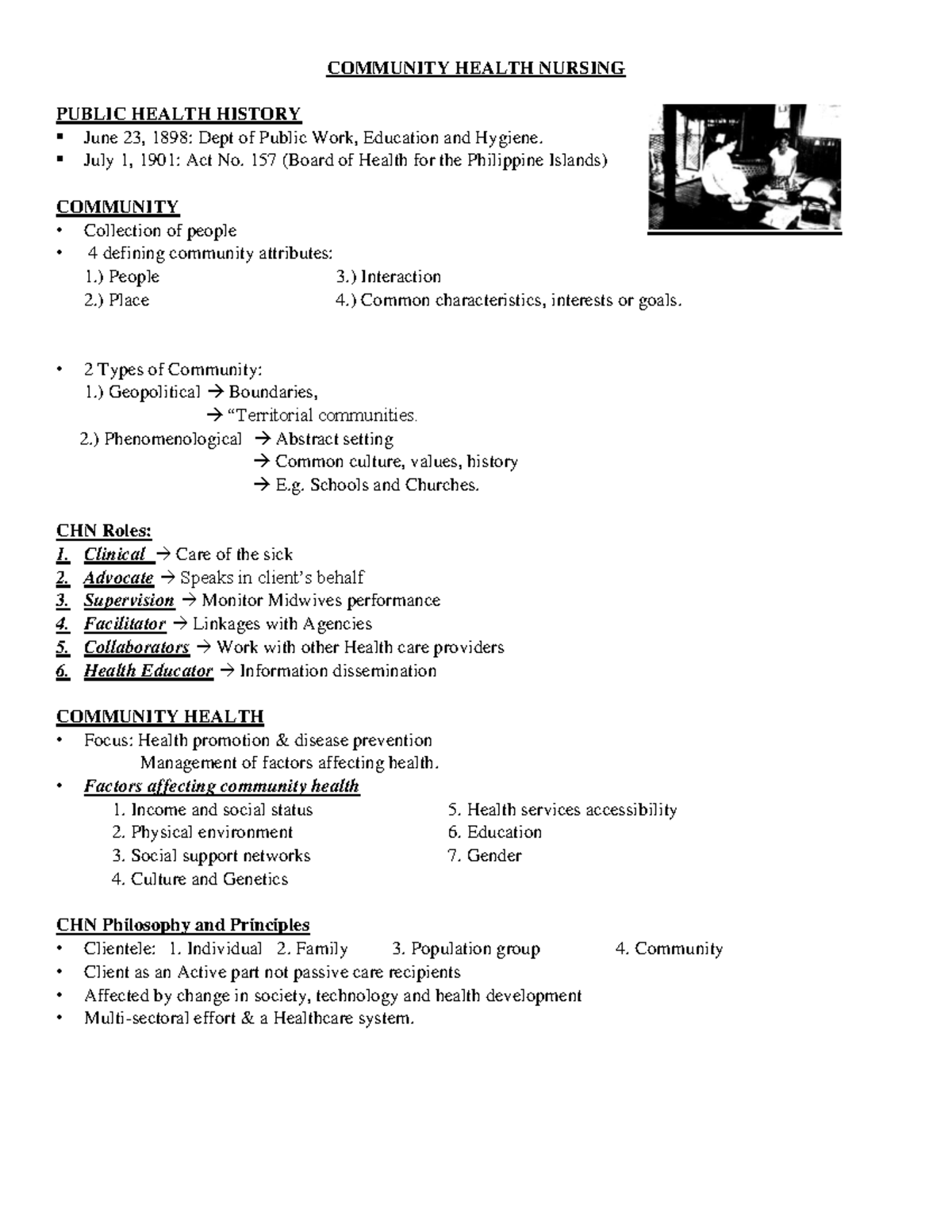 CHN-Notes - aralin niyo please - COMMUNITY HEALTH NURSING PUBLIC HEALTH ...
