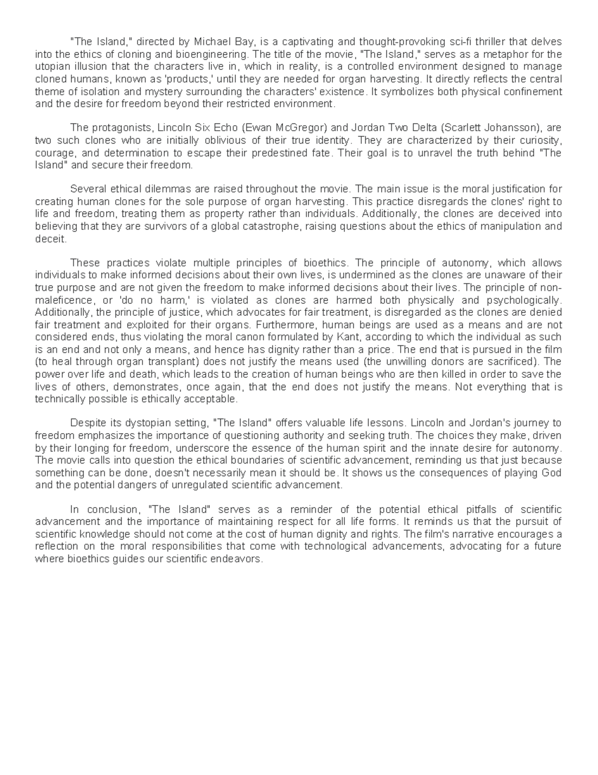 Inbound 664234935627575852 - "The Island," directed by Michael Bay, is ...