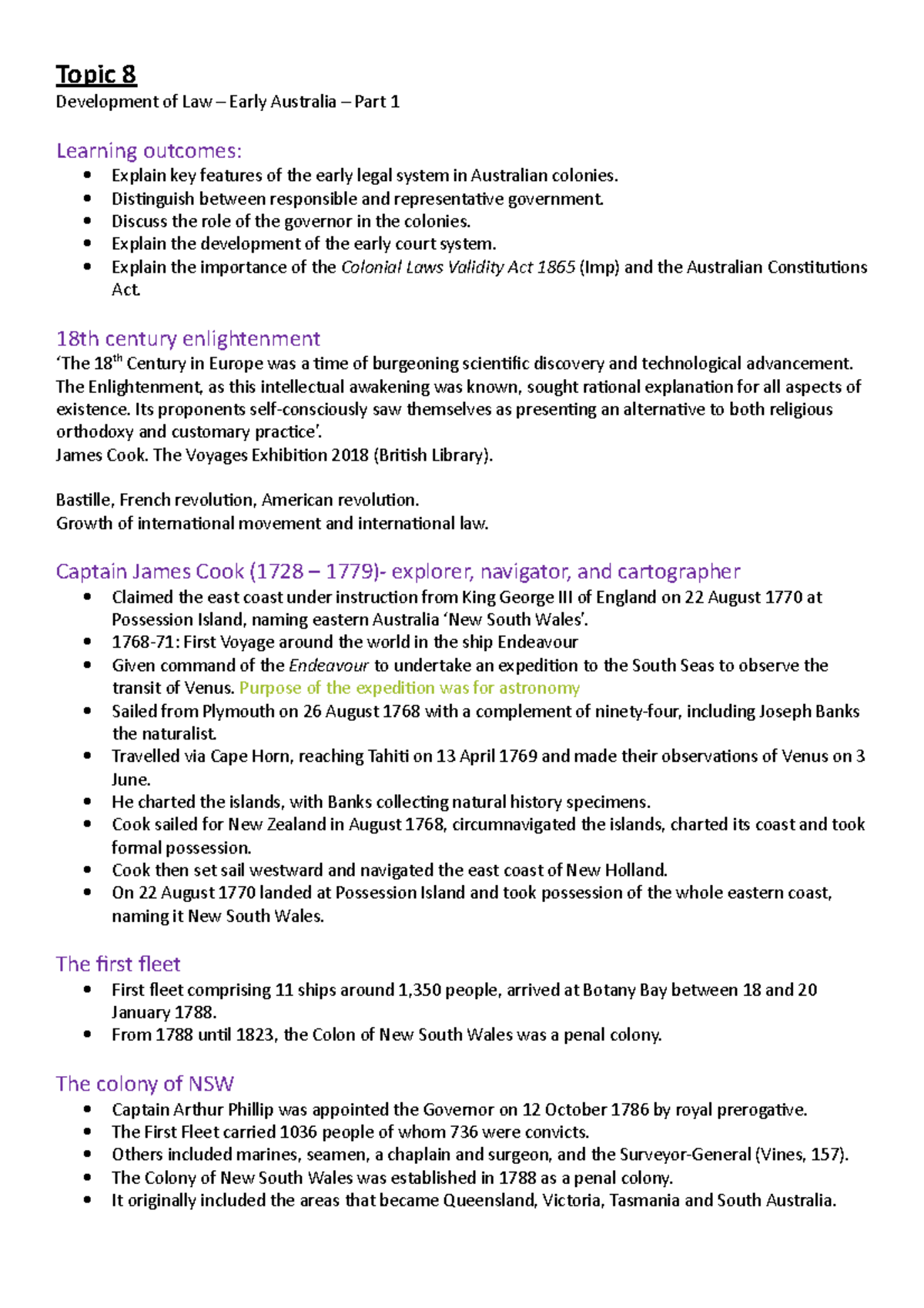 Topic 8 onwards - Lecture notes 8-10 - Topic 8 Development of Law ...