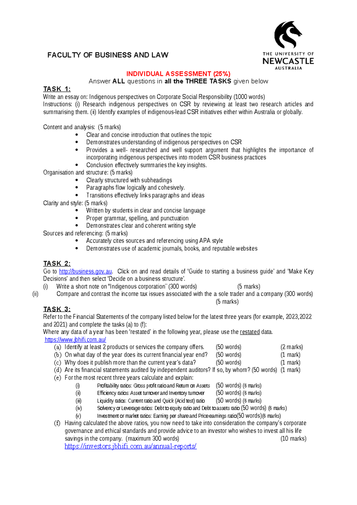 Individual assessment ACFI 1001 S1 -2024 - FACULTY OF BUSINESS AND LAW ...