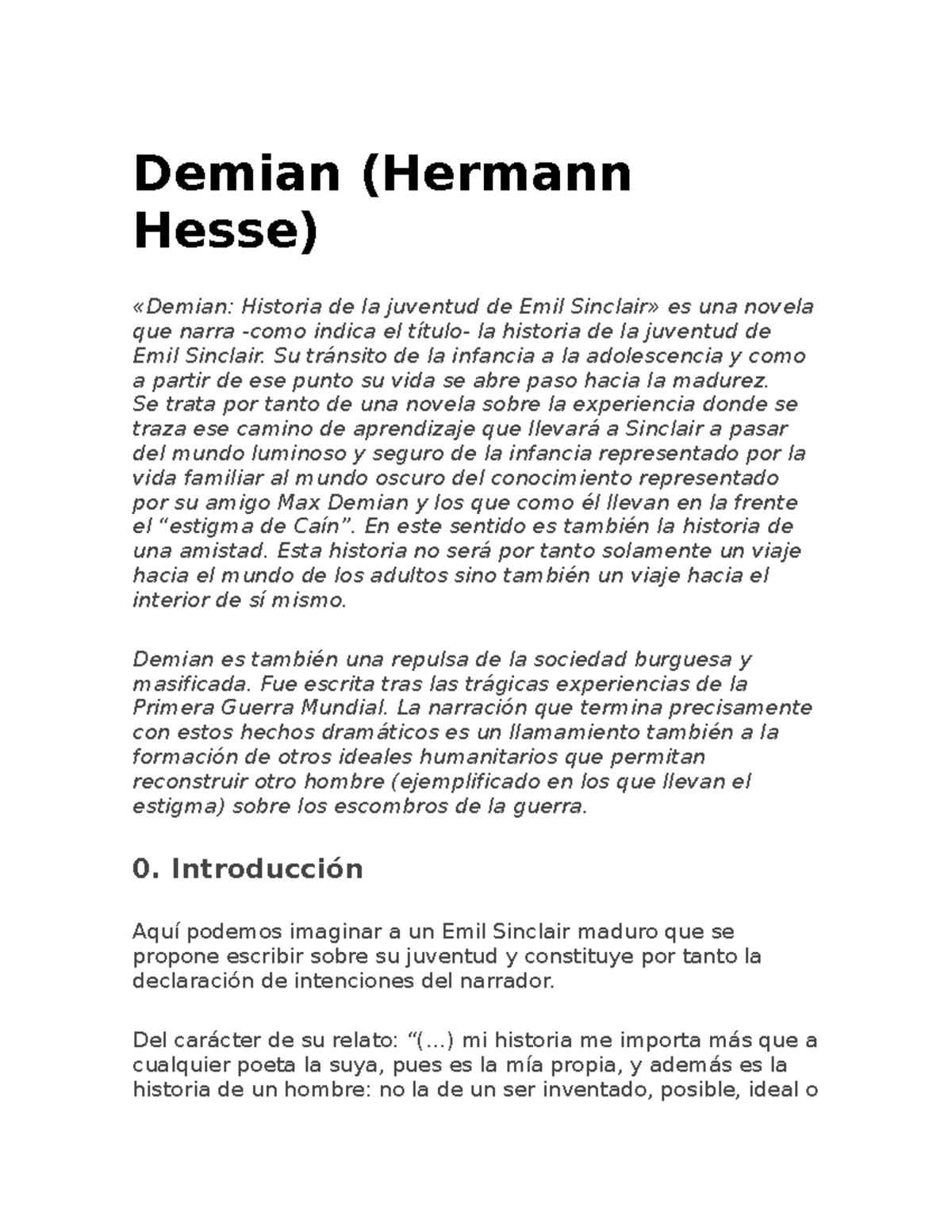 Demian - LIBRO PARA FINES EDUCATIVOS - Demian (Hermann Hesse) «Demian ...