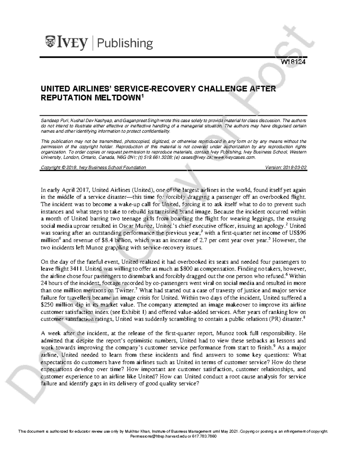 United service-recovery challenge after reputation melt down ...