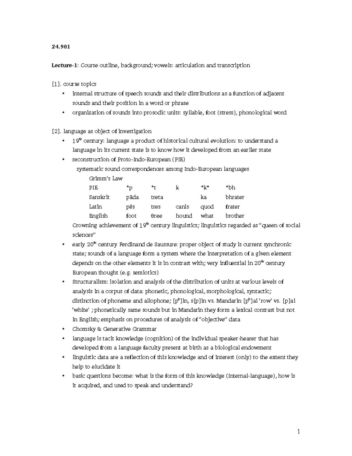 MIT24 901F10 lec01.pdf PH 2 - 24. Lecture-1: Course outline, background; vowels: articulation ...
