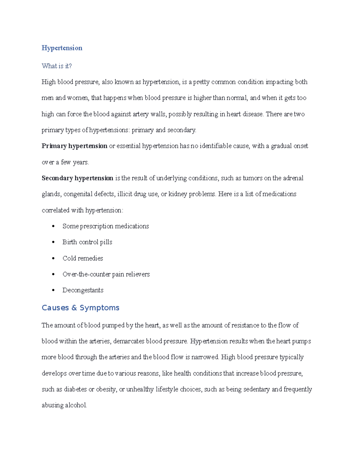 HS3210WAU5 - written assignment unit 5 - Hypertension What is it? High ...