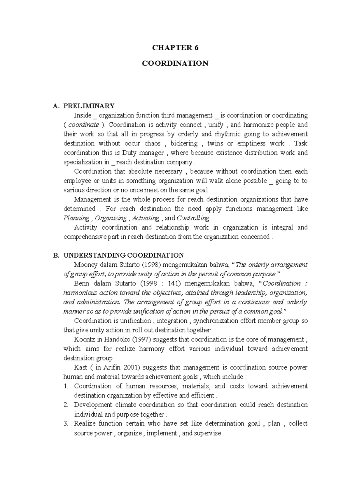 Chapter 6 - Coordination - CHAPTER 6 COORDINATION A Inside ...