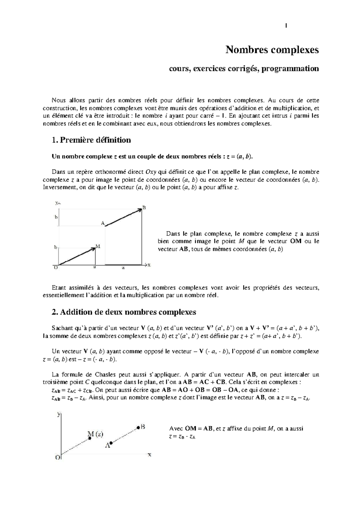 Nombrescomplexes - Nombres complexes - cours, exercices corrigés ...