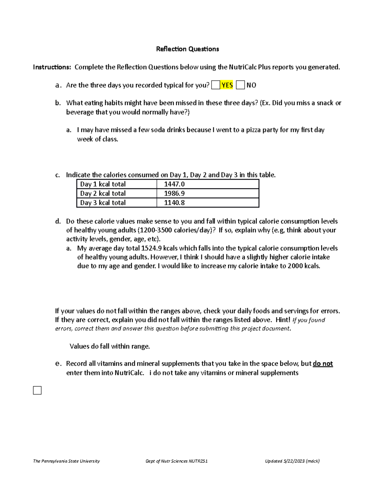 Reflection+Form - Answers - Reflection Questions Instructions: Complete ...