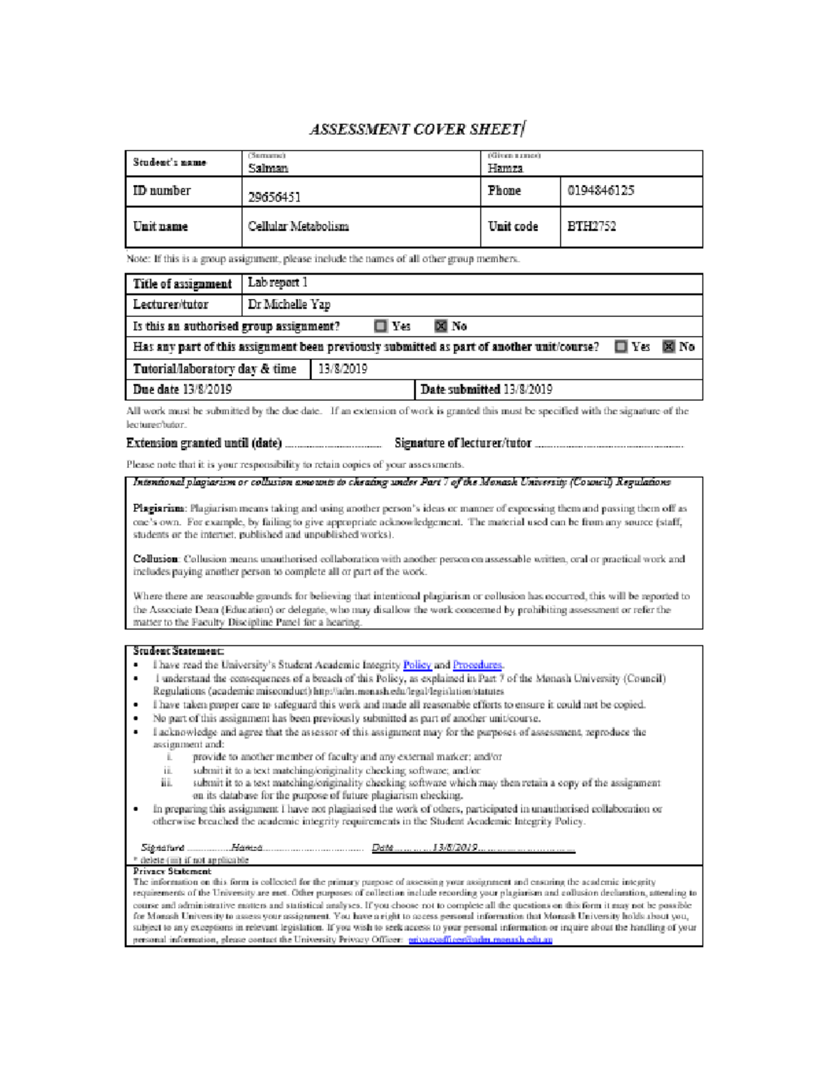 BTH 2752 Lab report 2 - HD assignement - Warning: TT: undefined ...