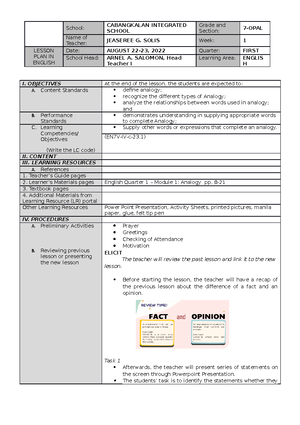 DLP 7 - Lesson Plan for Grade 7 - Republic of the Philippines ...