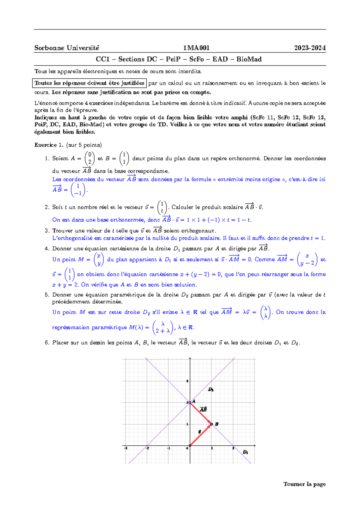 CC1 2023 Sc Fo - sujet CC1 pour ScFo pour l'année 2023-2024 en LU1MA001 - Sorbonne Universit ́e ...