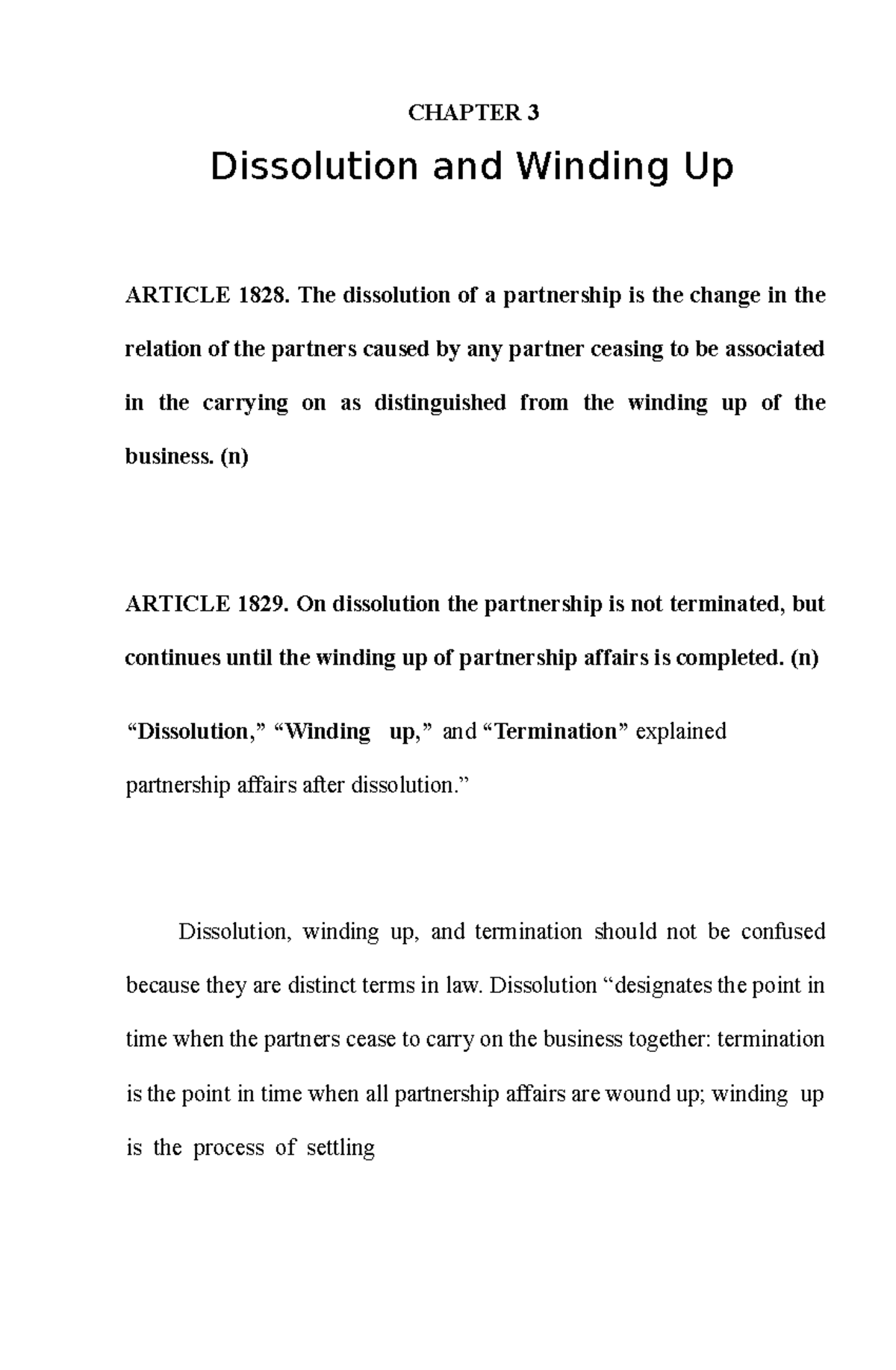 Chapter 3 - Dissolution and Winding Up - CHAPTER 3 Dissolution and Winding Up ARTICLE 1828. The ...