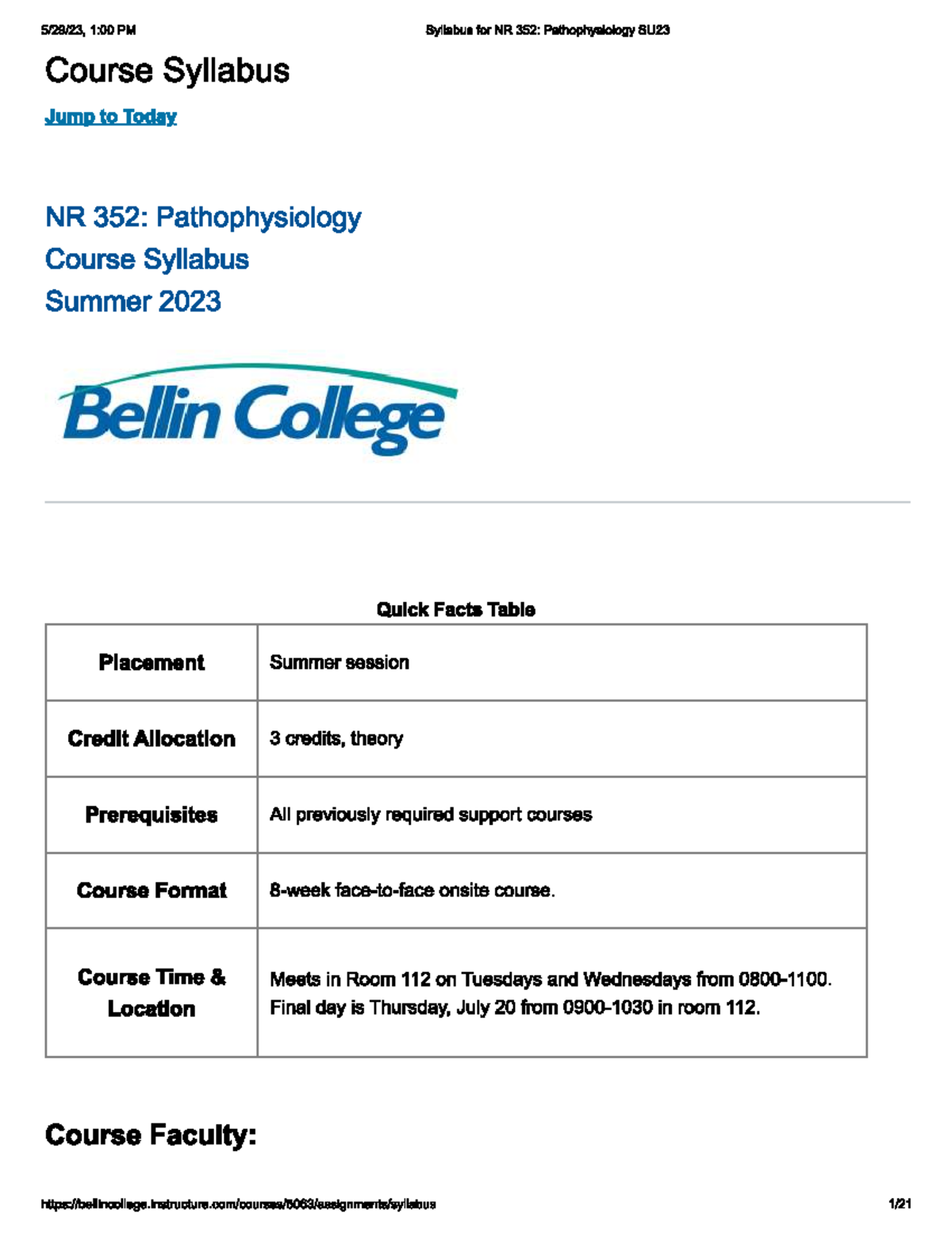 Pathophysiology Syllabus - NR 352 - Studocu
