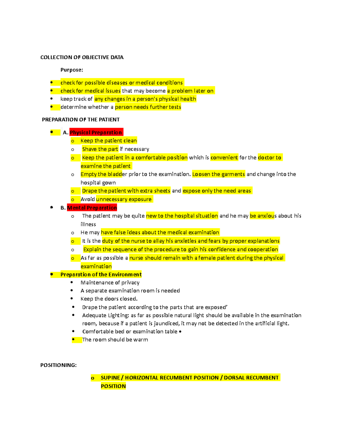 Collection OF Objective DAT - COLLECTION OF OBJECTIVE DATA Purpose ...