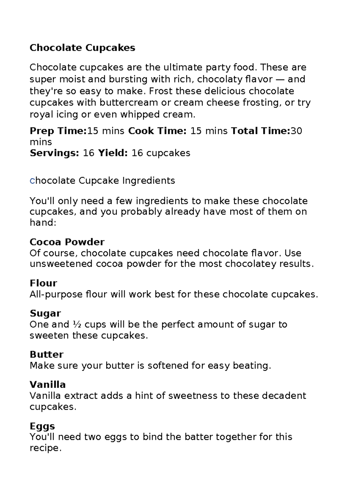 Cupcakes - Summary Intermediate Accounting 1 - Chocolate Cupcakes ...