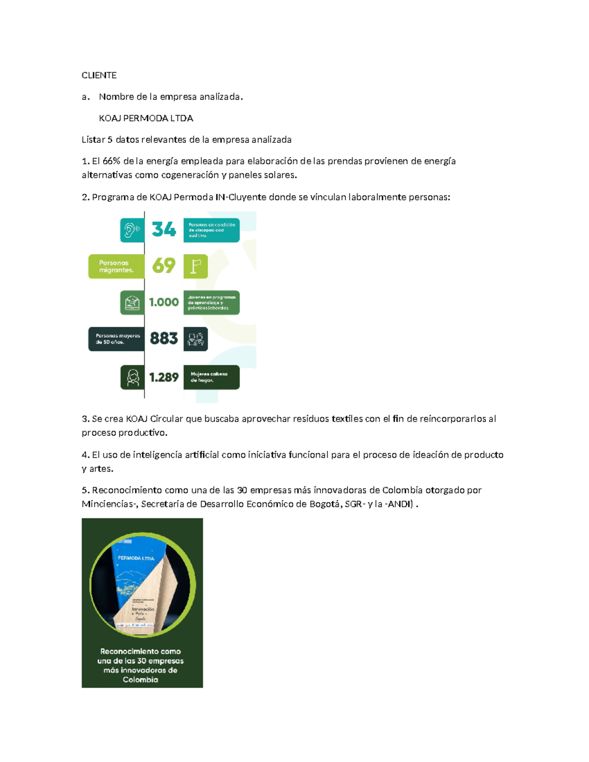 KOAJ - listo listo - CLIENTE a. Nombre de la empresa analizada. KOAJ ...