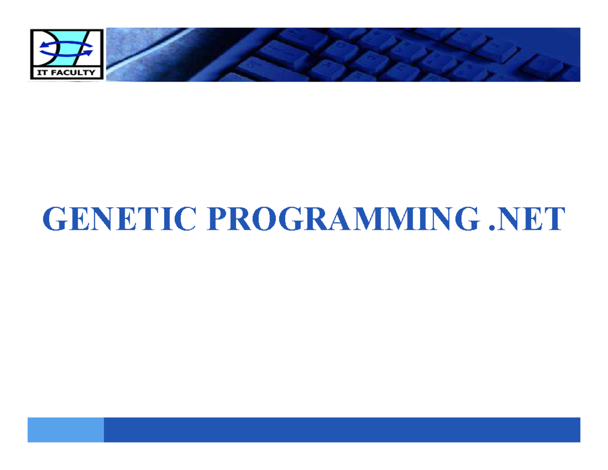 6 Genetic Programming NET - Lập trình CSharp - LOGO GENETIC PROGRAMMING ...