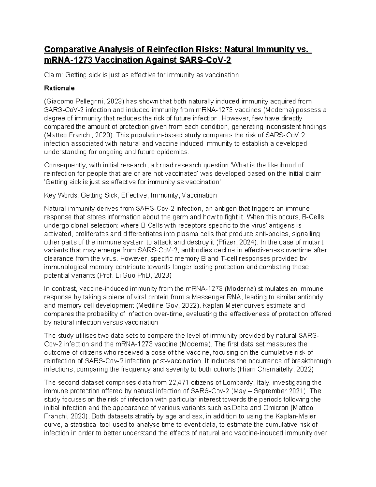 Biology IA3 Report - Comparative Analysis of Reinfection Risks: Natural ...