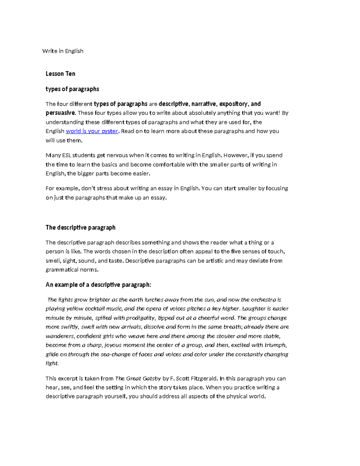 Write in English - do it - Write in English Lesson Ten types of ...