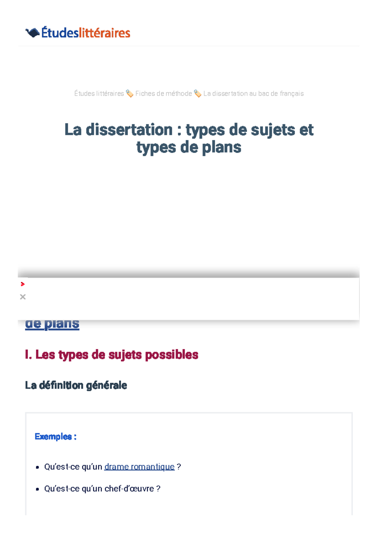 La dissertation types de sujets et types de plans - Construire un plan ...