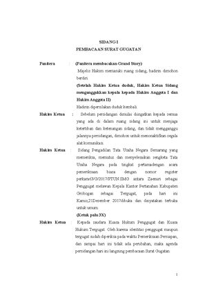 Contoh Skenario Sidang PTUN - DAFTAR PERAN PRAKTIK LATIHAN KEMAHIRAN ...