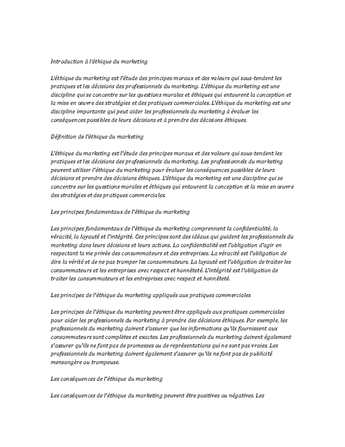 Marketing Ethics Study Notes - Introduction à l’éthique du marketing L ...