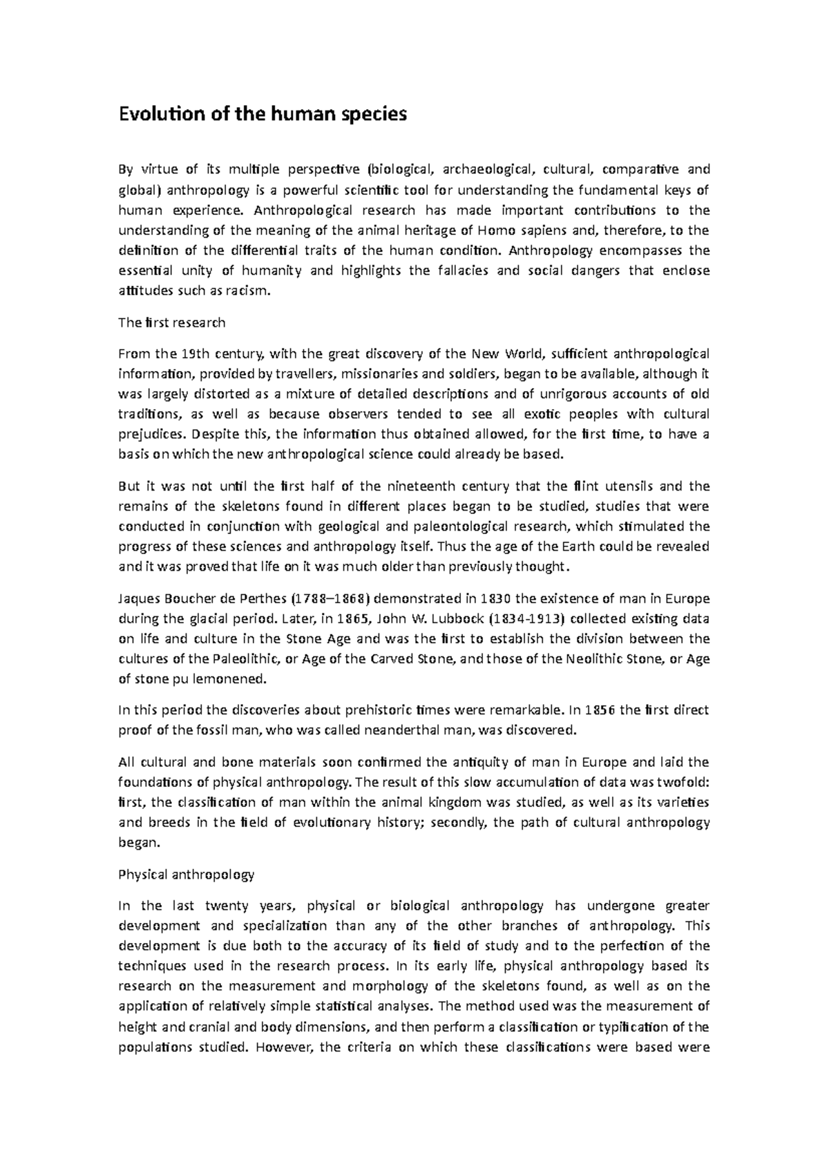 Evolution of the human species - Anthropological research has made ...