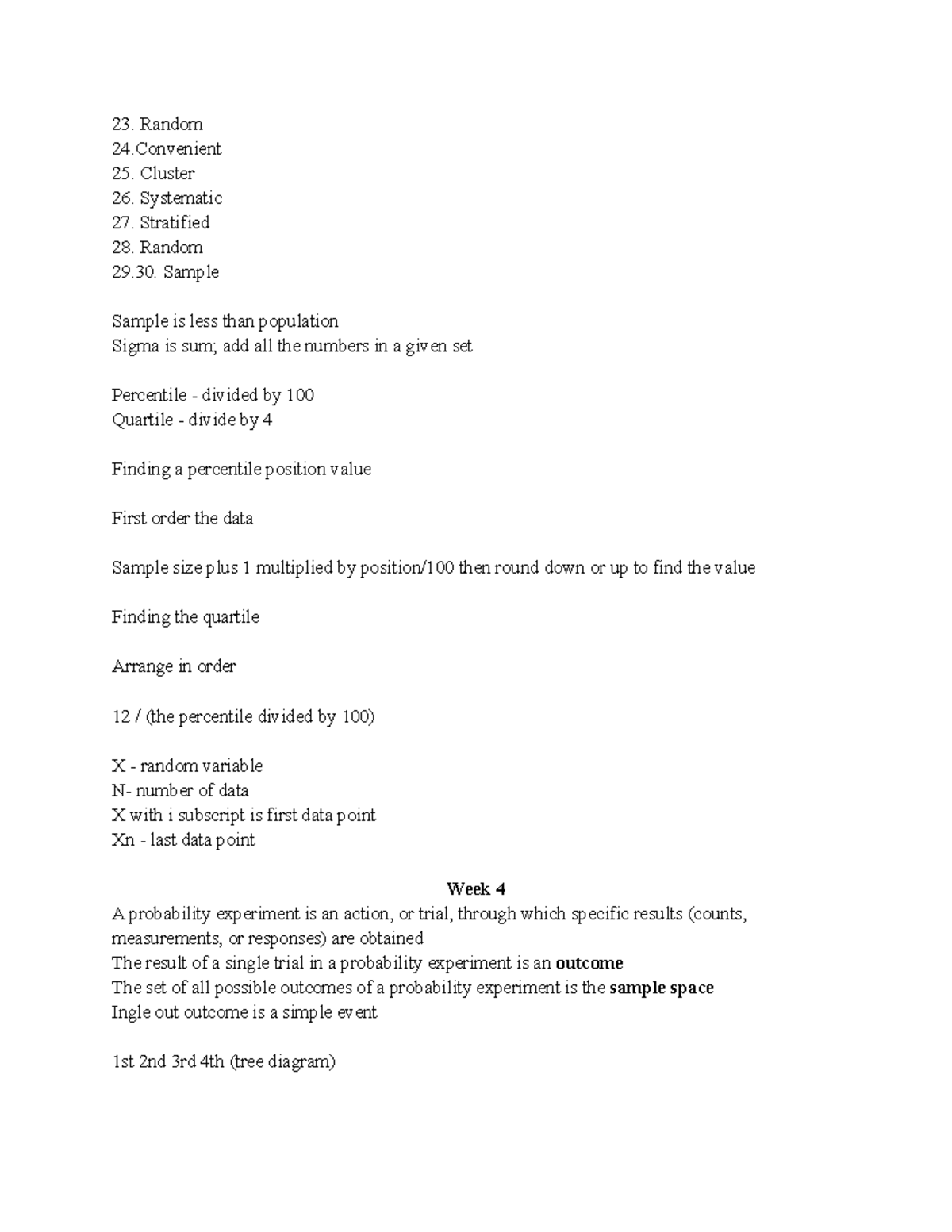 RSMT 1500 Notes - Random 24 Cluster Systematic Stratified Random Sample ...